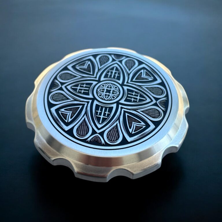 Custom Engraved Harley Gas Cap - Gothic Panes - Instinctively Savage